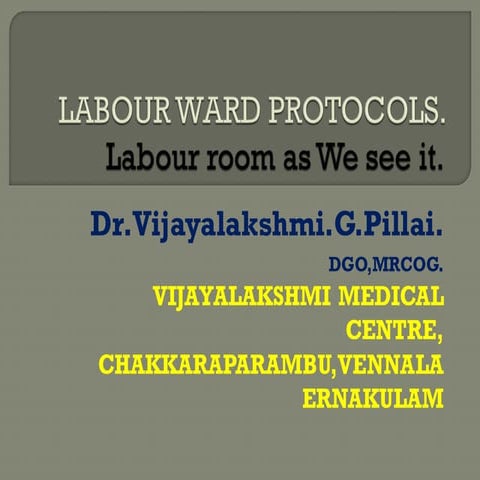 Vijayalakshmi Pillai Labor Room Protocols | PDF