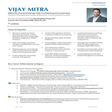 CXO Product Head profile - VM | PDF | Business Administration | Business