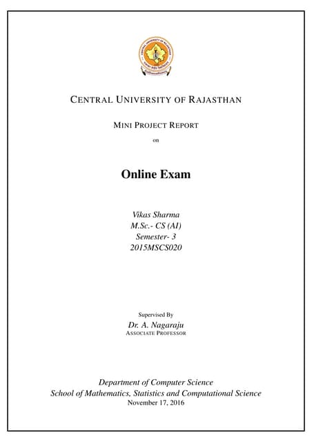 Online Examination System Project report | PDF