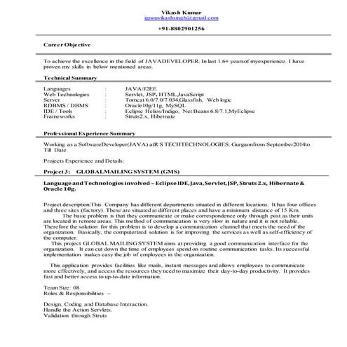Vikash kumar java developer -1.5 years of exp | DOCX