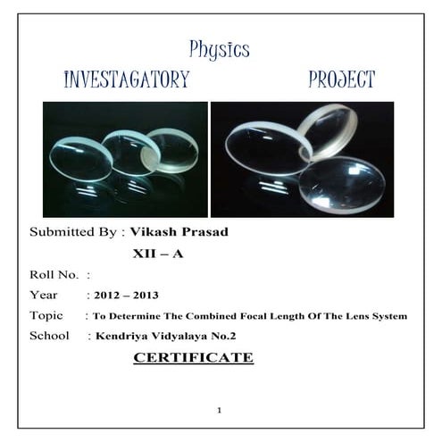 Physics Investagatory Project | DOCX