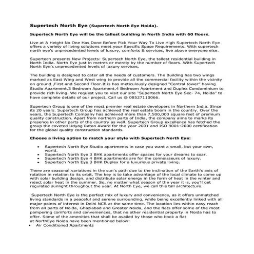 Supertech North Eye, Supertech North Eye | DOCX