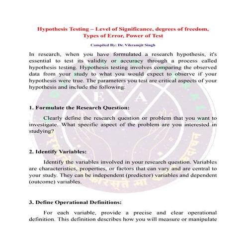 Vikramjit Singh-Hypothesis Testing Basics_ Errors,Df,Power of Test ...