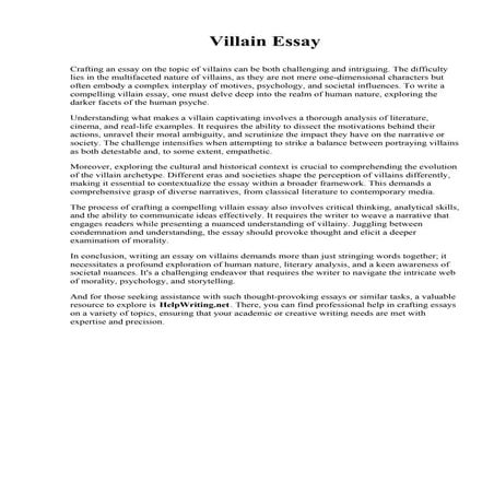Villain Essay. Northwestern Michigan College | PDF