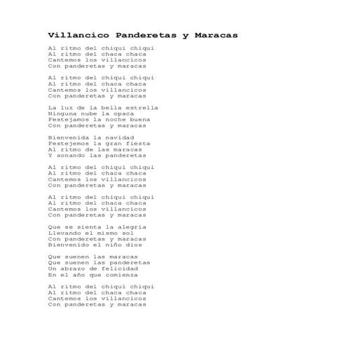 Villancico panderetas y maracas letra | DOCX