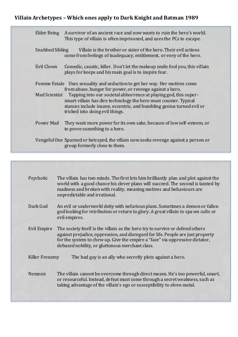 Villain Archetypes