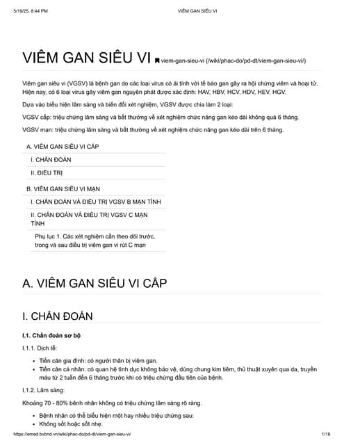 HƯỚNG DẪN CHẨN ĐOÁN VÀ ĐIỀU TRỊ VIÊM GAN VIRUT B | PDF