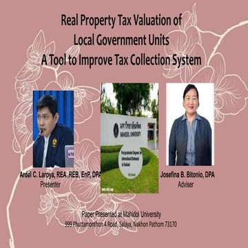 Real Property Tax Valuation of Local Government Units A Tool to Improve ...