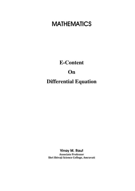 Exact And Non Differential Equation Pptx Physics Science
