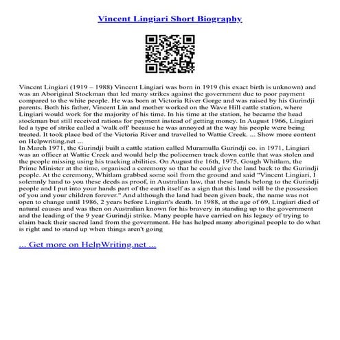 Vincent Lingiari Short Biography | PDF