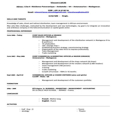 Vincent Lucas CV | PDF