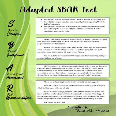Vincent m. material (sbar referral system) | DOCX