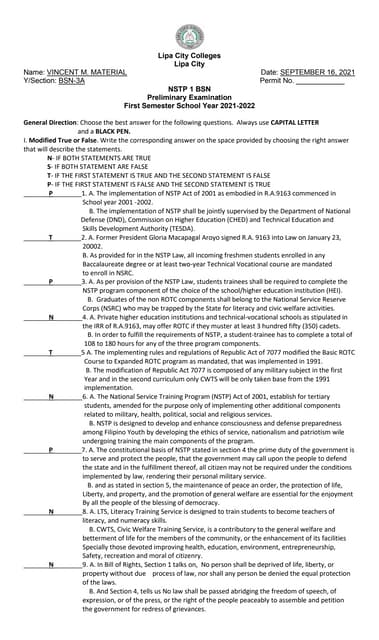 RA 9163 - NSTP Act | PPT