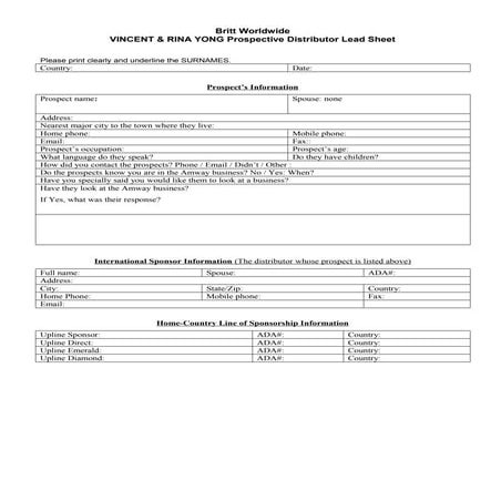 Vincent rina international lead form (blank) | DOC