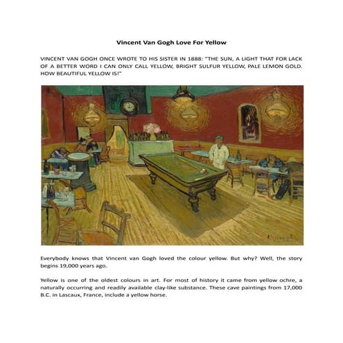 Vincent Van Gogh Love For Yellow | PDF
