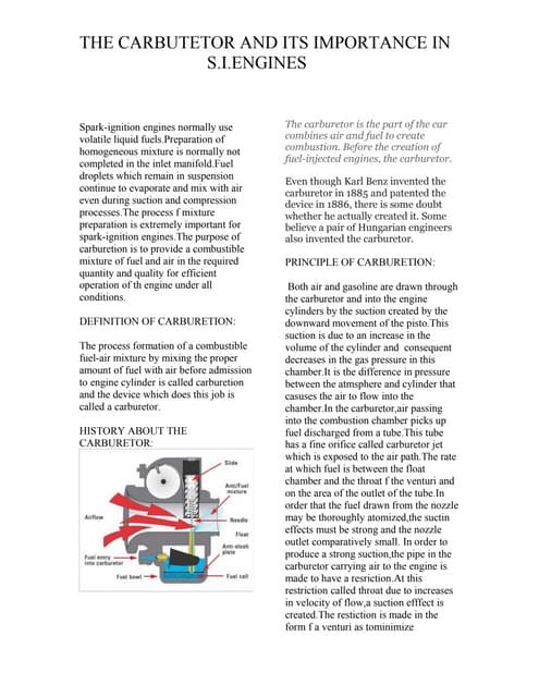 TYPES OF CARBURETORS | PPTX | Automotive