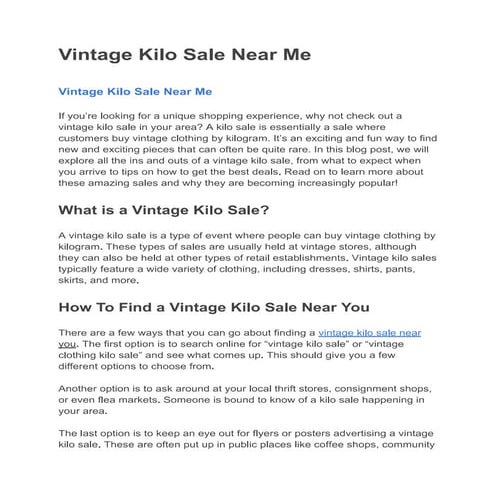 Vintage Kilo Sale Near Me | PDF