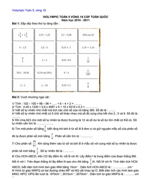 10 đề kiểm tra giữa học kỳ 1 môn Toán lớp 5 | iHoc.me - Đề thi môn toán | PDF