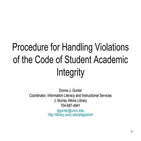 Violations Of Student Academic Integrity Code Procedure | PPT