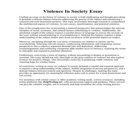 Violence In Society Essay. Essay on violence in schools - Get Help From ...
