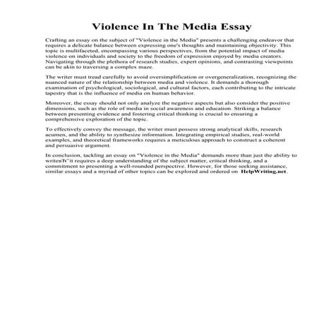 Violence In The Media Essay | PDF