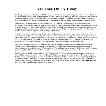 Violence On Tv Essay. Los Angeles Valley College | PDF