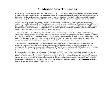 Violence On Tv Essay | PDF