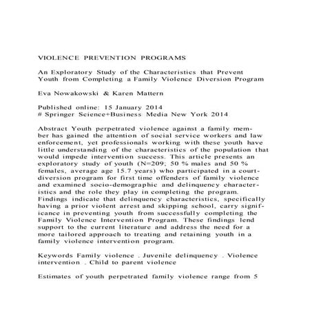 Violence prevention programs an exploratory study of the ch | DOCX