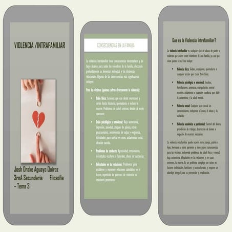 Violencia Itrafamiliar - Tríptico - Secundaria | DOCX