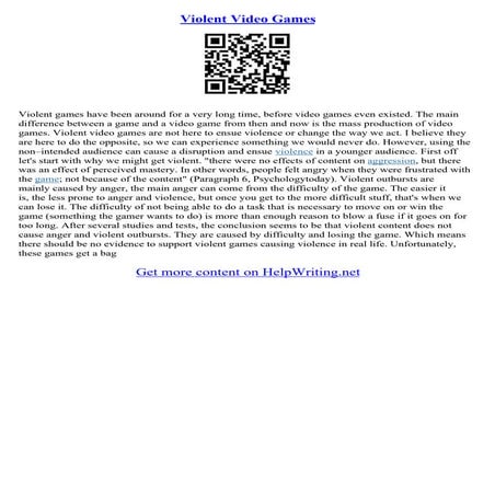 Violent Video Games Essay | PDF | Action Video Games | Video Game Genres