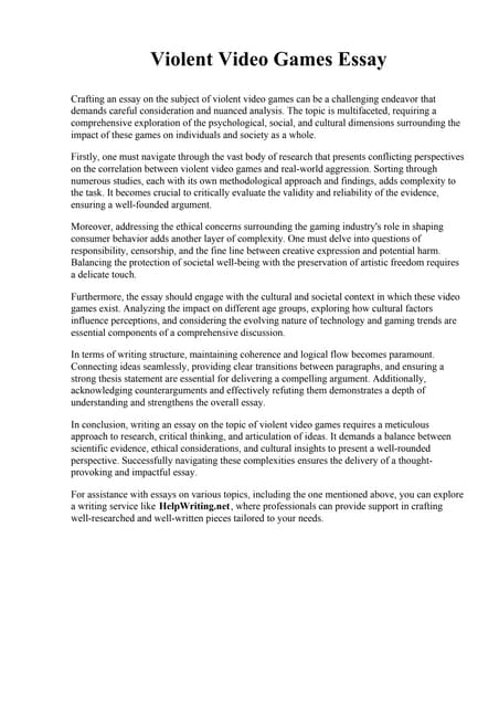 Do Violent Video Games Cause Behavior Problems Essay | PDF