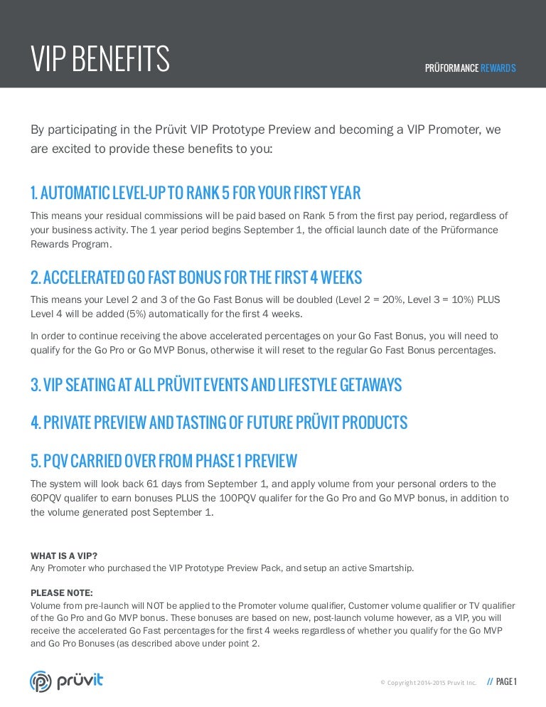 Pruvit VIP Benefits