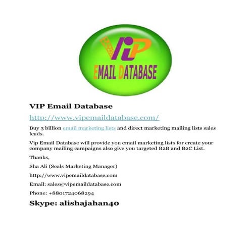 Vip email database | PDF | Email | Internet