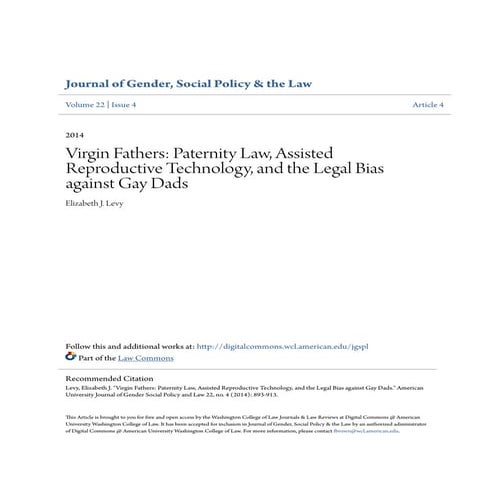 Virgin Fathers: Paternity Law, Assisted Reproductive Technology, and ...