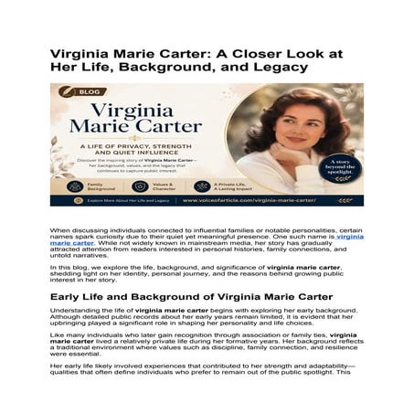 Virginia Marie Carter: Exploring Her Life, Privacy, and Legacy | DOCX