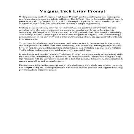 Virginia Tech Essay Prompt 001 Virginia Tech Essays Essay Example