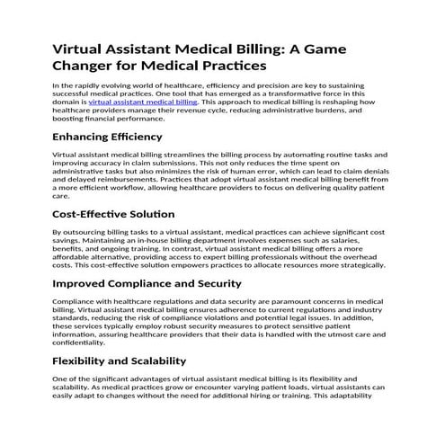 Virtual Assistant Medical Billing: A Game Changer for Medical Practices ...