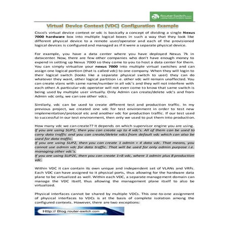 Virtual device context (vdc) configuration example | DOCX