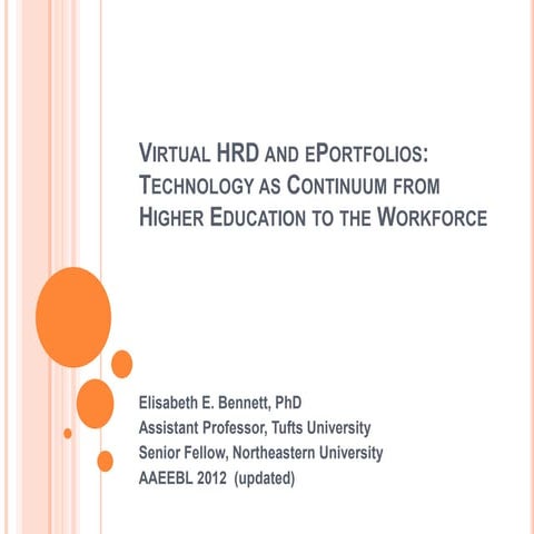 Virtual hrd and ePortfolios: Higher Education to Workforce Continuum | PPT