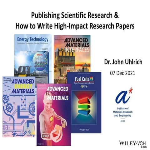 Publishing Scientific Research & How to Write High-Impact Research ...