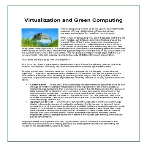 Virtualization Green Computing | PDF