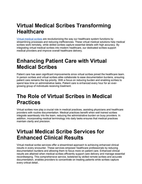 Virtual Medical Scribes | DOCX | Healthcare Industry | Industries