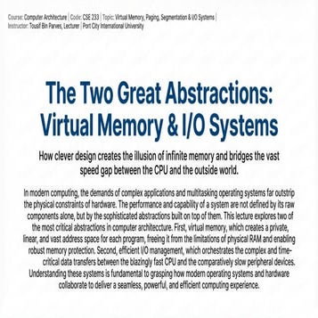 Computer Architecture: Virtual Memory, Paging, Segmentation & I/O ...