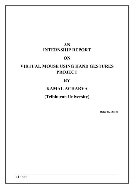 Virtual Mouse using hand gesture recognition | PPTX | Computer Peripherals | Computing
