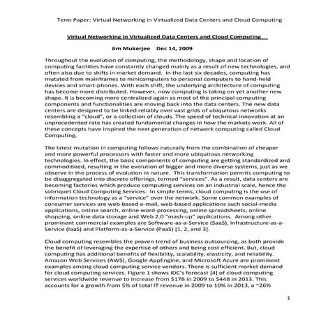 Virtualized Networking in Virtualized Data Center and Cloud Computing | PDF