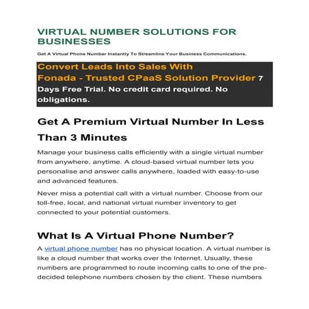 Virtual Number Solutions for Businesses | PPT