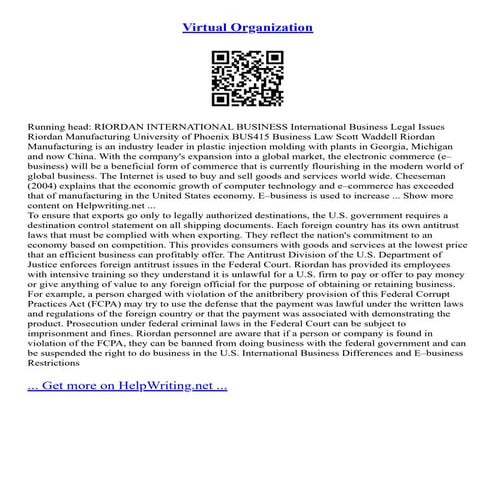 Virtual Organization | PDF