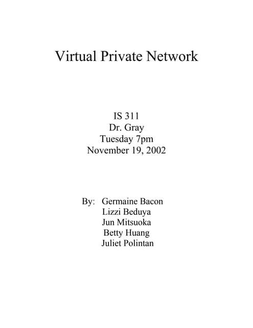 Virtual Private Networks (VPN) ppt | PPTX | Computer Networking | Computing
