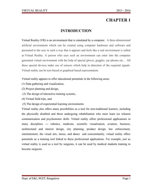 Seminar report on augmented and virtual reality | PDF | Virtual Reality ...