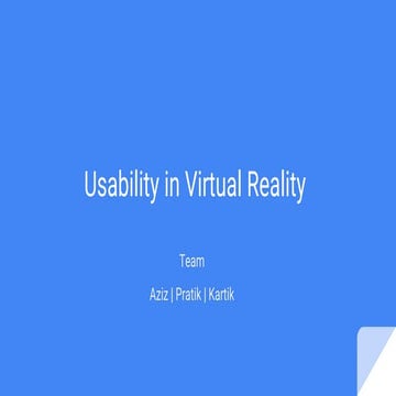 Usability Testing for Virtual Reality | PPTX